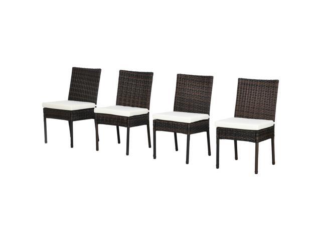 Click here for Aosom 4 PE Rattan Outdoor Dining Chairs with Cushi... prices