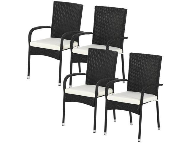 Click here for Aosom Stackable 4 PE Rattan Outdoor Dining Chairs... prices