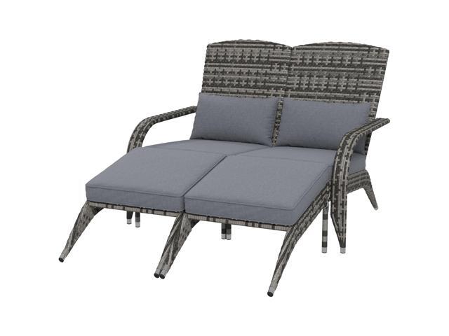 Click here for Aosom Wicker Adirondack Chair for 2 with Cushions... prices