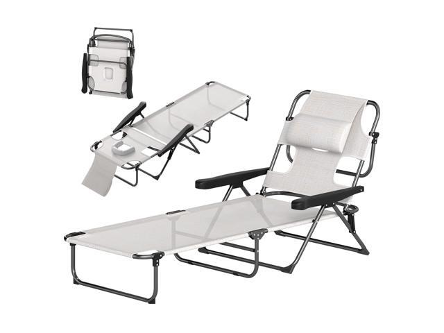 Click here for Aosom Folding Lounge Chair w/ Reclining Back  Crea... prices