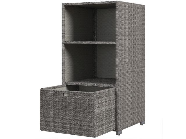 Click here for Aosom PE Rattan Pool Towel Rack with 2 Storage She... prices