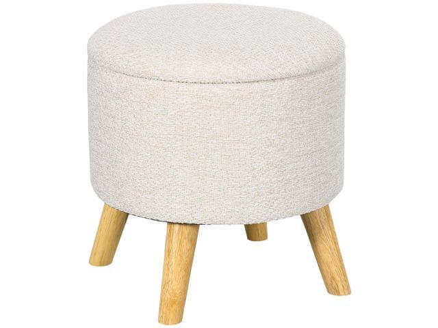 Click here for Aosom Round Ottoman Stool with Storage  Linen Fabr... prices