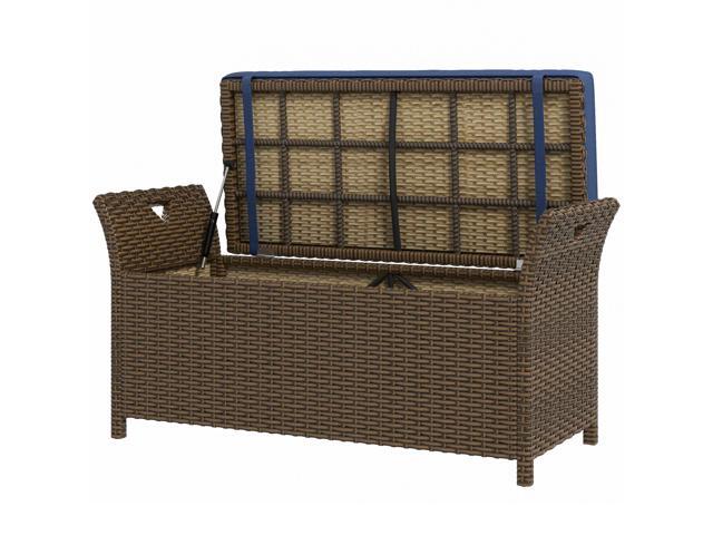 Click here for Aosom Outdoor Patio Wicker Storage Bench  2-In-1 R... prices