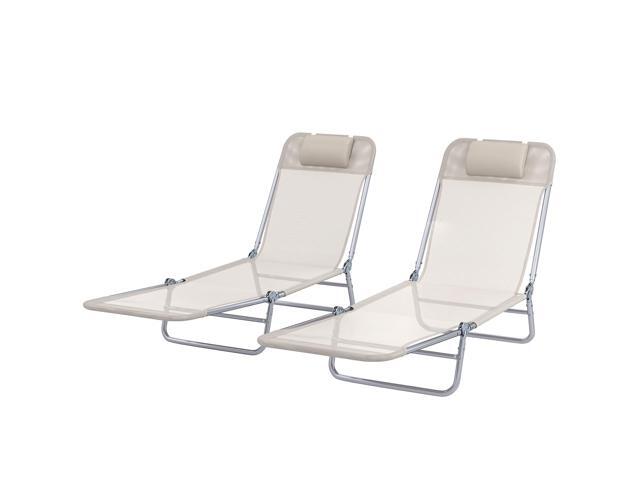 Click here for Aosom 2 Piece Sun Loungers  Folding Chaise Lounge... prices