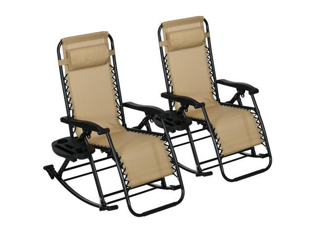 Click here for Aosom 2 Outdoor Rocking Chairs Foldable Reclining... prices