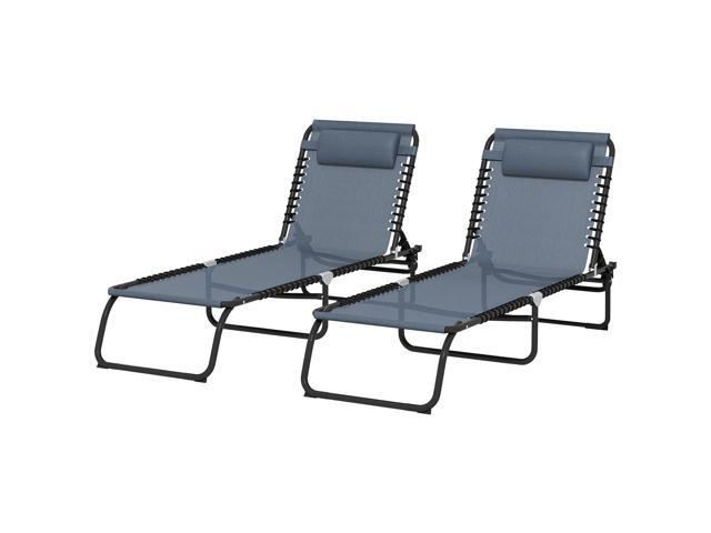 Click here for Aosom 2 Folding Chaise Lounge Pool Chairs with 4-P... prices