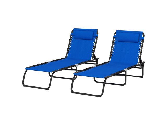 Click here for Aosom 2 Folding Chaise Lounge Pool Chairs with 4-P... prices