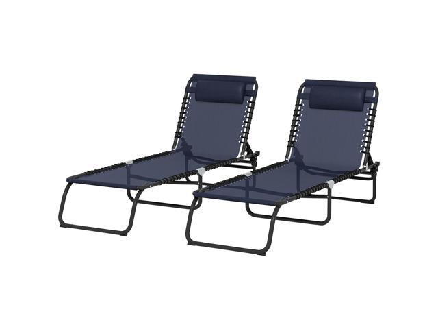 Click here for Aosom 2 Folding Chaise Lounge Pool Chairs with 4-P... prices