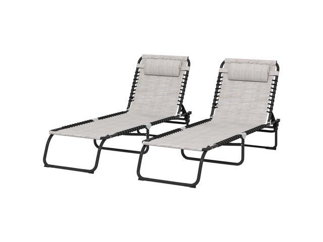 Click here for Aosom 2 Folding Chaise Lounge Pool Chairs with 4-P... prices