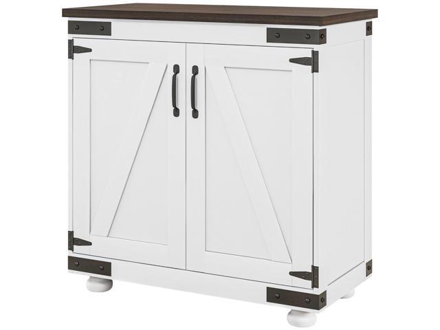 Homcom Sideboard  Buffet with Barn Door and Adjustable Shelf  - Distressed white