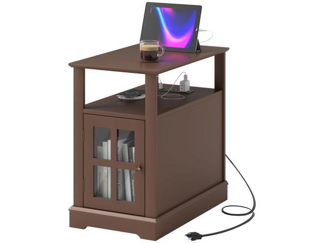 Click here for Aosom Narrow Side Table End Table with Charging St... prices