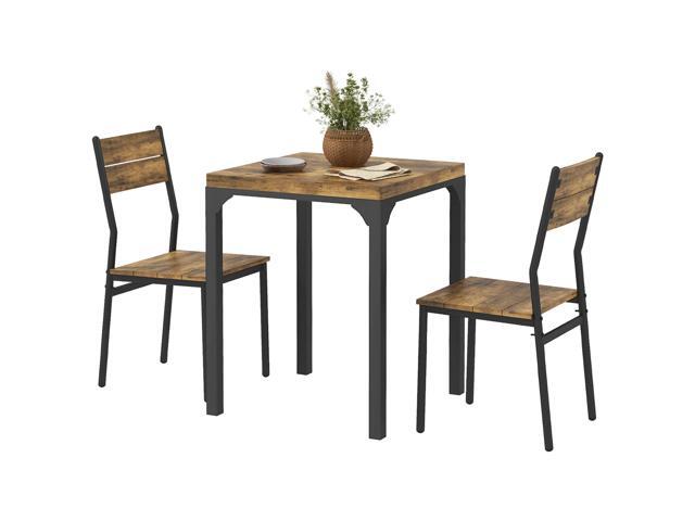 Industrial Contemporary Compact Breakfast Nook 3pc Table and Chairs Set - Rustic brown
