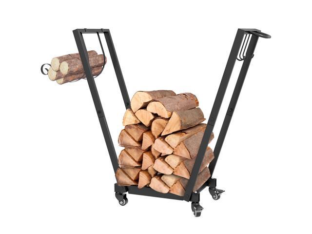 Click here for Aosom Firewood Rack with Wheels  Metal Log Holder... prices