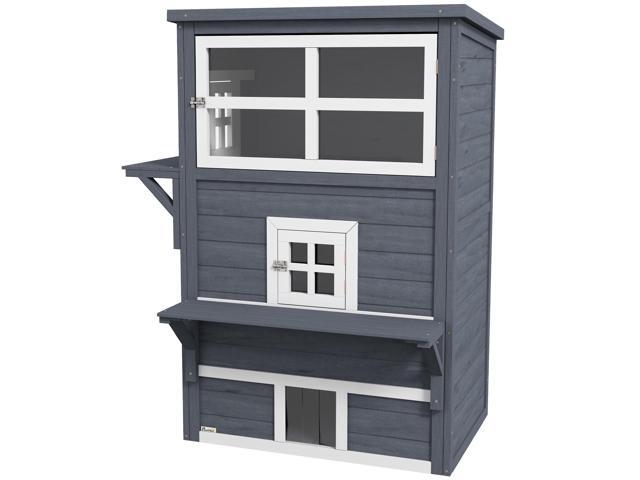 Click here for Aosom Cat House  Outdoor 3-Tier Kitty Shelter  Wea... prices