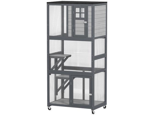 Click here for Aosom 74 Wooden Outdoor Cat House Catio with High... prices