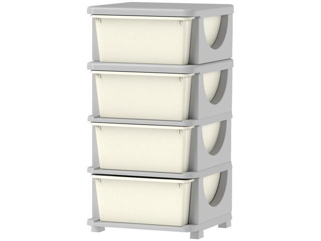 Click here for AosomQaba 30 4 Tier Kids Storage Unit Dresser Towe... prices