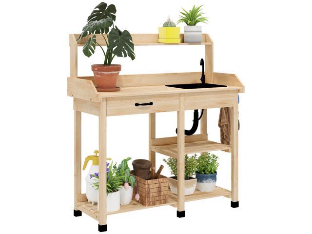 Click here for Aosom Potting Bench Table  Outdoor Garden Table Wo... prices