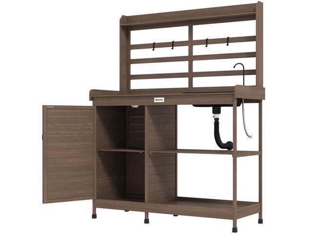 Click here for Aosom Wooden Potting Bench with Storage  Sink  Wat... prices