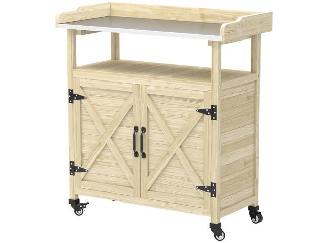 Click here for Aosom Outdoor Wooden Potting Bench with Storage Ca... prices