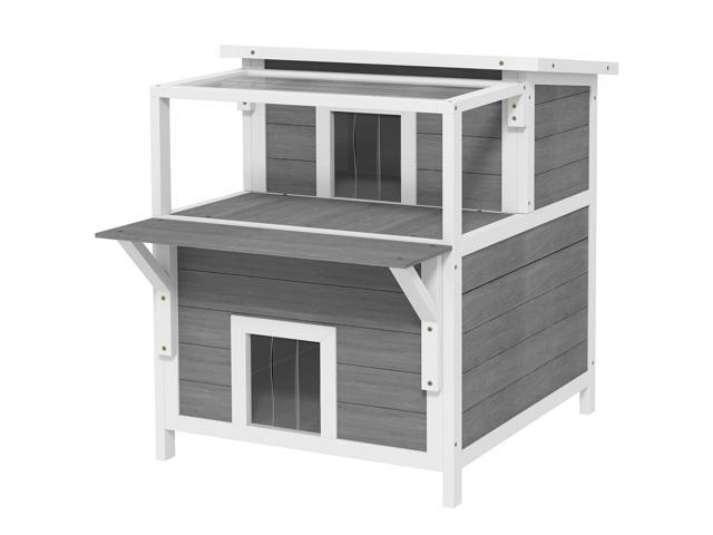 Click here for Aosom 2-Story Wooden Cat House Outdoor with Balcon... prices