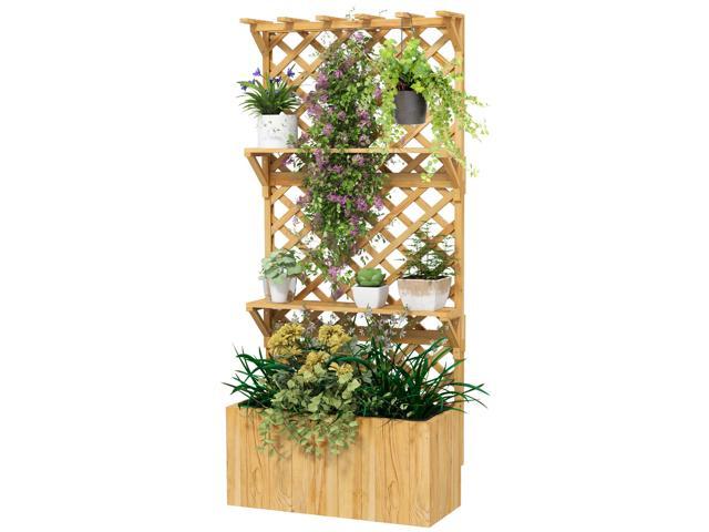Click here for Aosom Raised Garden Bed  Wooden Planter with Trell... prices