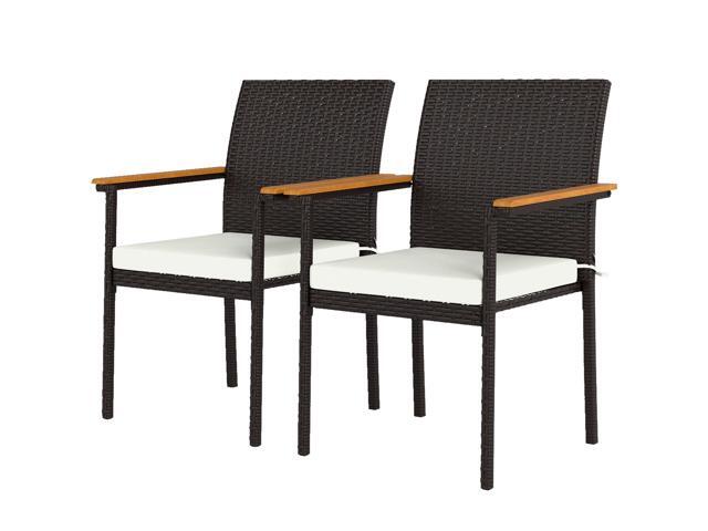 Click here for Aosom Stackable Patio Wicker Dining Chair Set of 2... prices