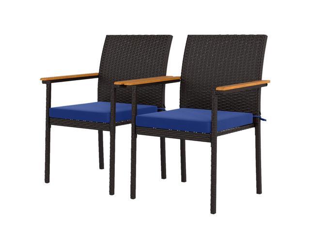 Click here for Aosom Stackable Patio Wicker Dining Chair Set of 2... prices