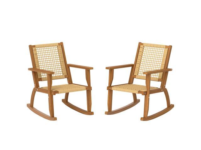 Click here for Aosom Outdoor Lawn Rocking Chair Set of 2  Acacia... prices