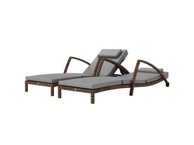 Click here for Aosom Set of 2 Wicker Chaise Lounge Chair Outdoor... prices