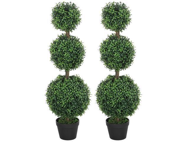 Click here for Aosom Set of 2 Artificial Ball Boxwood Topiary Tre... prices