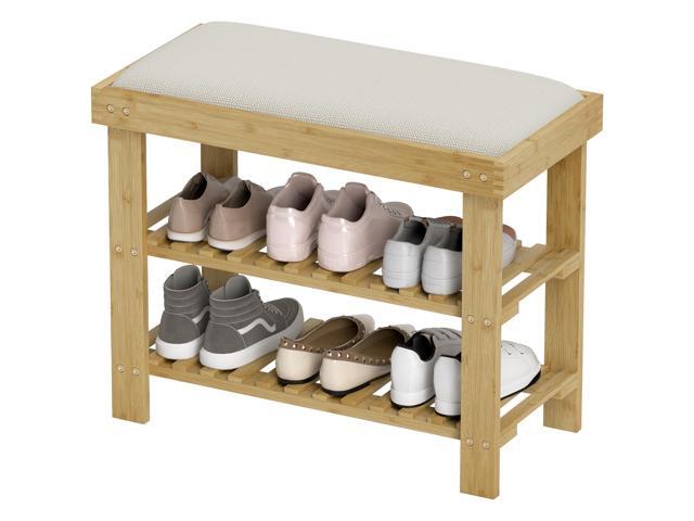 Click here for Aosom Bamboo Shoe Storage Bench  3-Tier Entryway B... prices