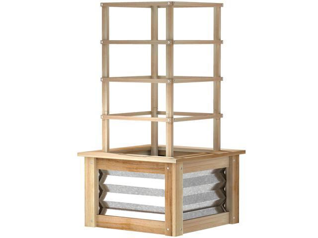 Click here for Aosom Wooden Raised Garden Bed with Trellis  Galva... prices