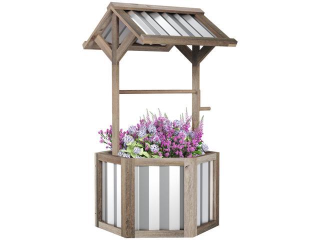 Click here for Aosom Wooden Wishing Well Planter  Raised Garden B... prices