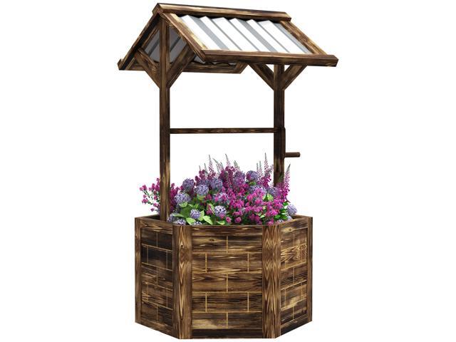 Click here for Aosom Wooden Wishing Well Planter  Raised Garden B... prices