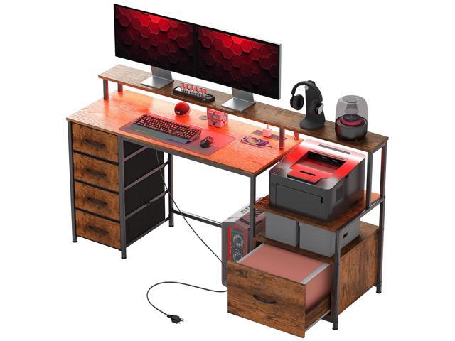 Click here for Aosom Computer Desk with Power Outlets and LED Lig... prices