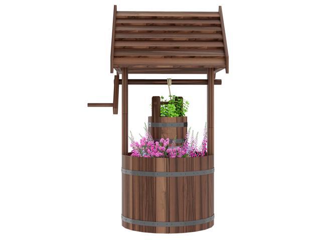 Click here for Aosom Wood Wishing Well for Outside with Hanging B... prices