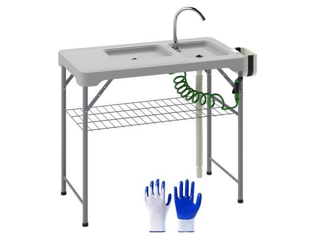 Click here for Aosom Folding Fish Cleaning Table with Sinks  Port... prices