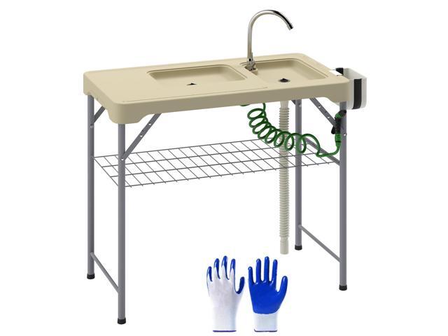 Click here for Aosom Folding Fish Cleaning Table with Sinks  Port... prices