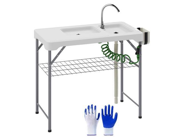 Click here for Aosom Folding Fish Cleaning Table with Sinks  Port... prices