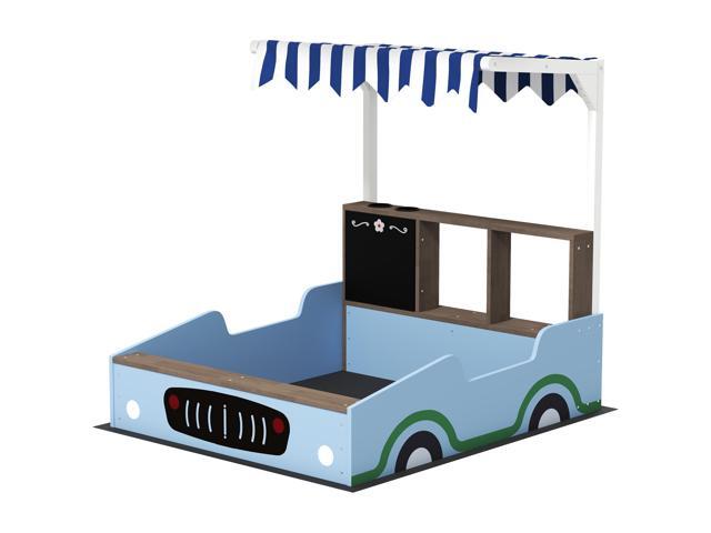 Click here for AosomQaba Kids Wooden Sandbox with Canopy with Ben... prices
