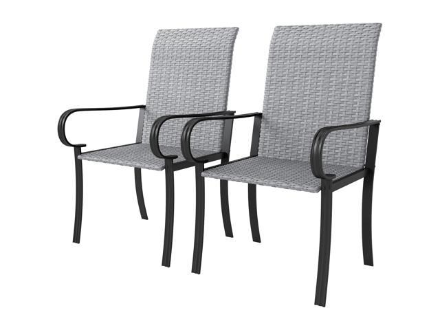 Click here for Aosom Set of 2 Outdoor Wicker Dining Chairs with A... prices