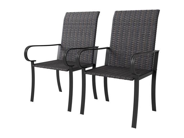 Click here for Aosom Set of 2 Outdoor Wicker Dining Chairs with A... prices