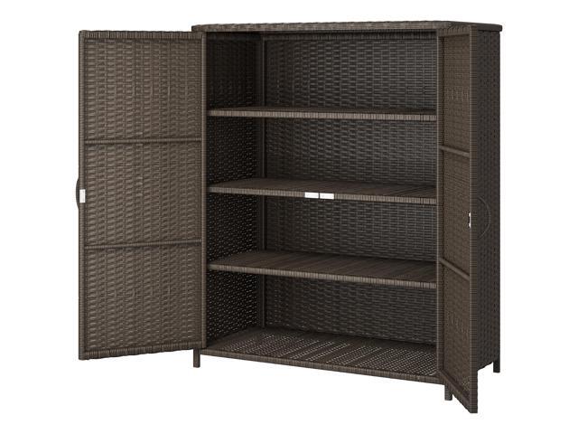 Click here for Aosom Rattan Wicker Outdoor Storage Cabinet with 4... prices