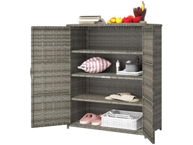 Click here for Aosom Rattan Wicker Outdoor Storage Cabinet with 4... prices