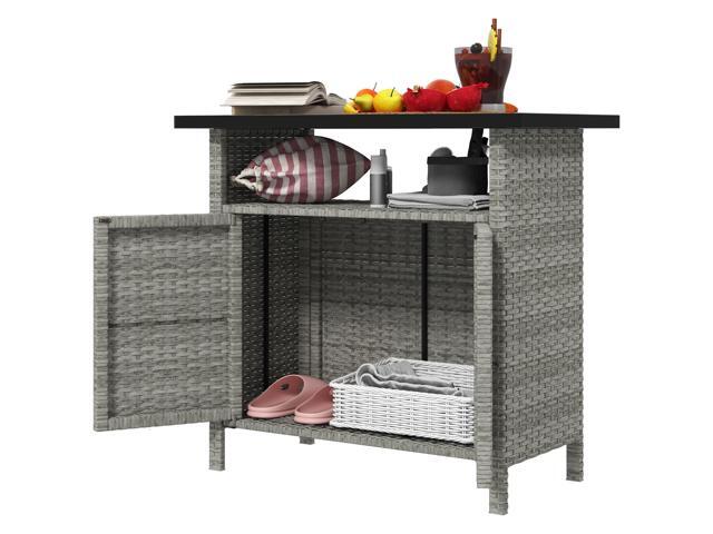 Click here for Aosom Wicker Outdoor Storage Cabinet with Two Door... prices