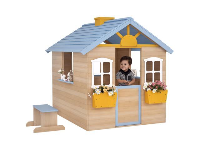 Click here for Aosom Wooden Playhouse for Kids Outdoor Garden wit... prices