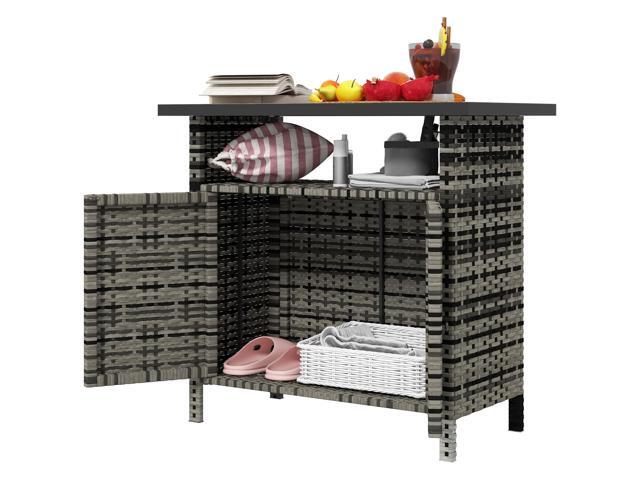 Click here for Aosom Wicker Outdoor Storage Cabinet with Two Door... prices