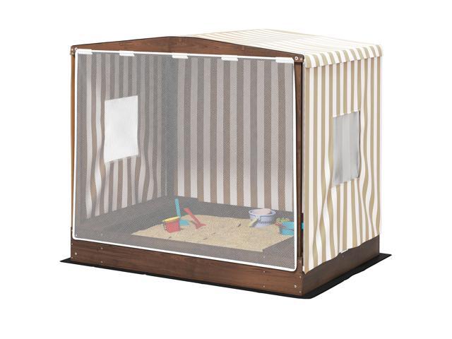 Click here for AosomQaba Kids Wooden Sandbox with Canopy Fully Co... prices