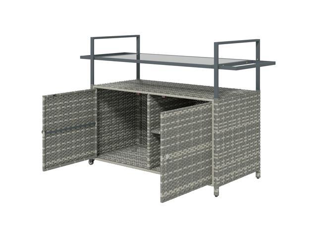 Click here for Aosom 2-Tier Shelf PE Rattan Outdoor Bar Table  Gl... prices
