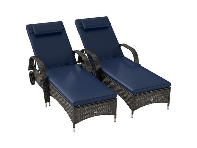 Click here for Aosom 2 Reclining Chaise Lounge Chairs  Rolling Ou... prices